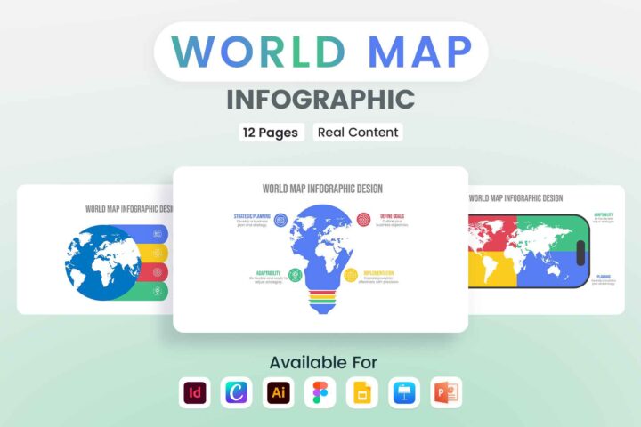 Best World Map Infographic | 12+ Unique Slides | GraphyPix LLC